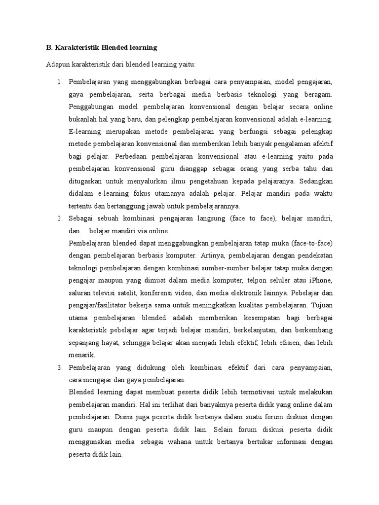 Karakteristik Blended Learning | PDF