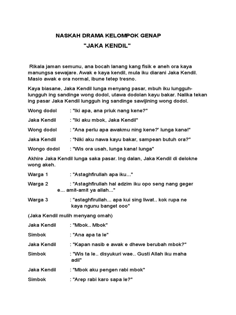 Naskah Drama Jaka Kendil | PDF