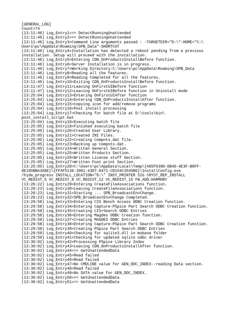 Installation Log Capturing Software Installation and Configuration on a Windows System | PDF ...