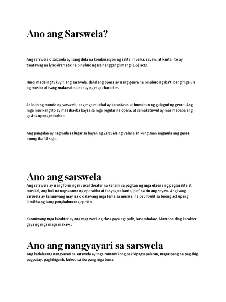 Ano Ang Sarswela | PDF