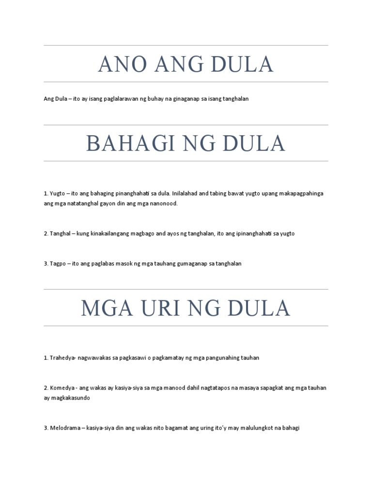 Ano Ang Dula | PDF