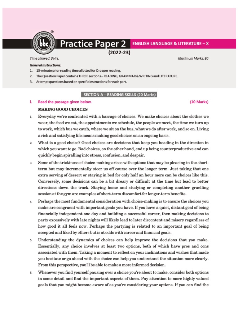 Class 10th Practice Paper 2 (Session 2022-2023) | PDF | Online Shopping ...