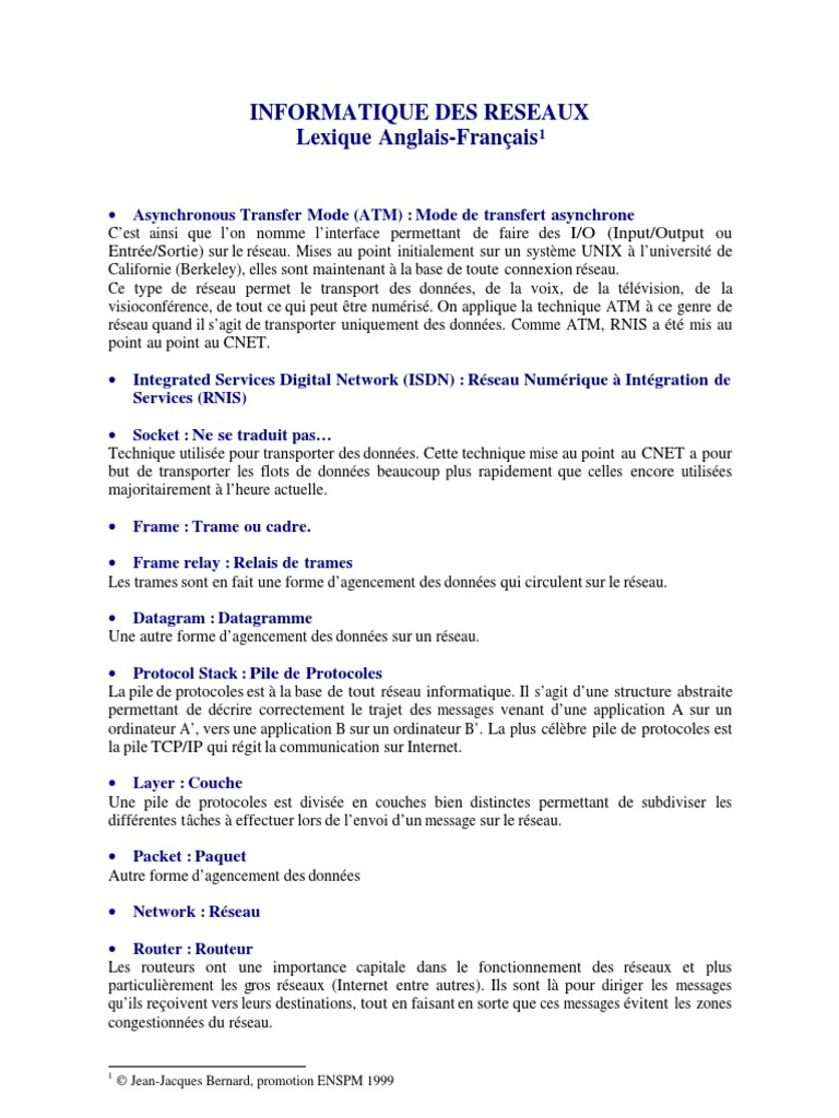 Lexique Informatique Anglais-Français | PDF