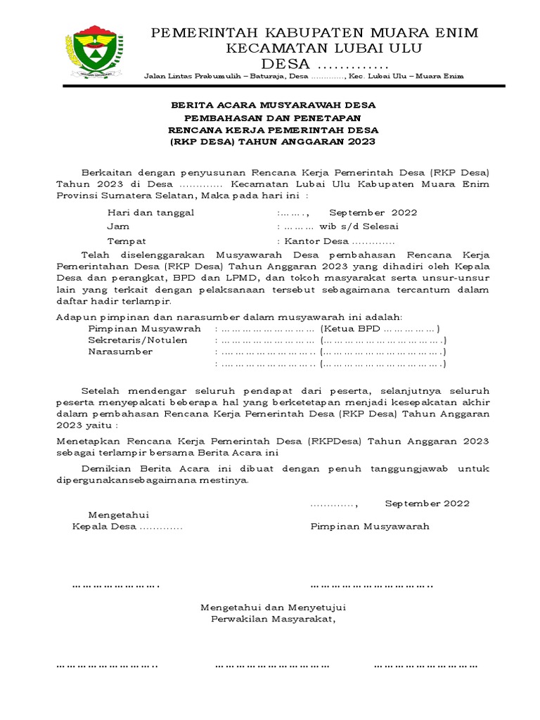 04b Berita Acara Musdes RKPDes 2023 | PDF