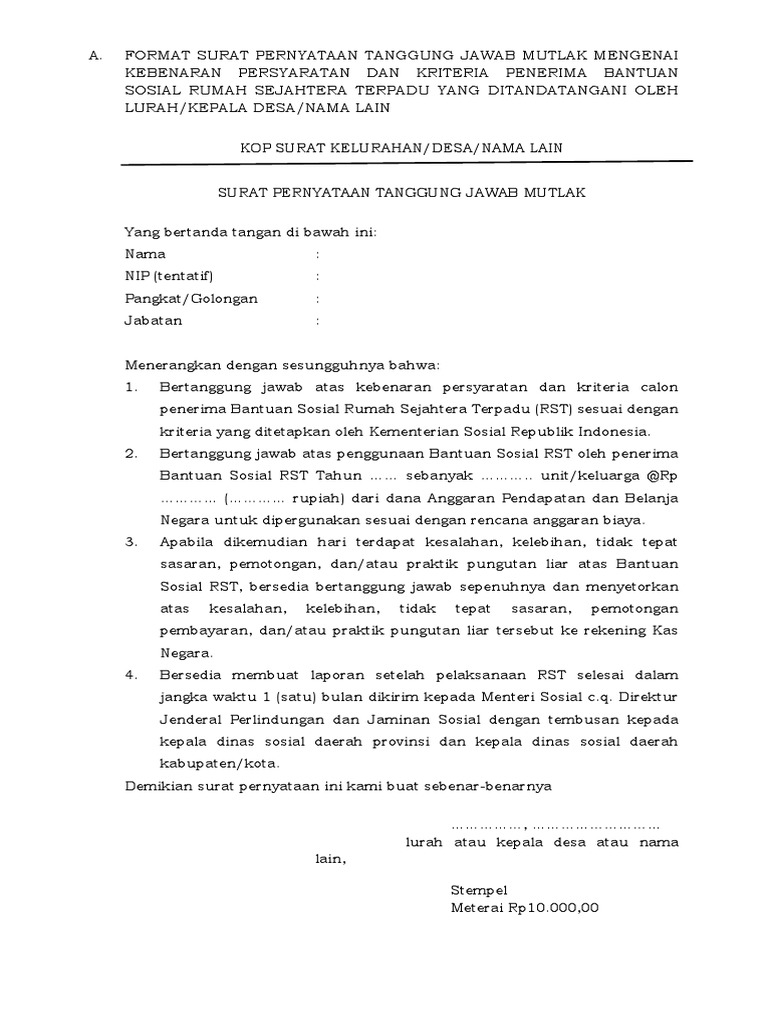 SPTJM Dan PKS Usulan Desa - RST | PDF