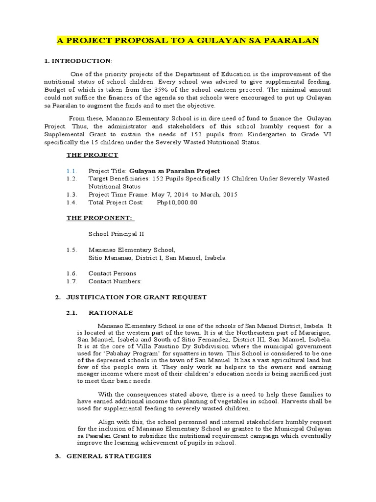 Gulayan sa Paaralan Project Proposal | PDF | Vegetables | Economies