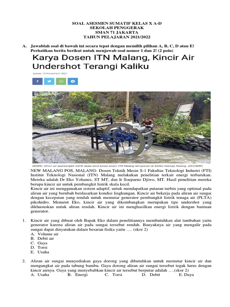 Soal Fisika Asesmen Sumatif Kelas X | PDF