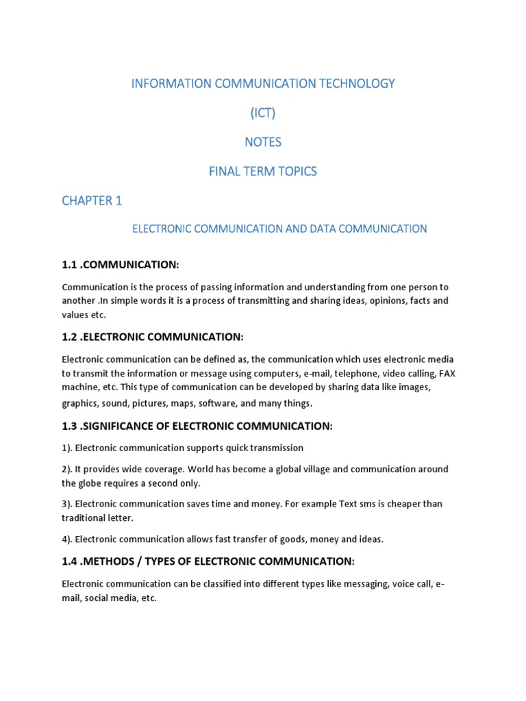 Ict Notes | PDF | Duplex (Telecommunications) | Internet