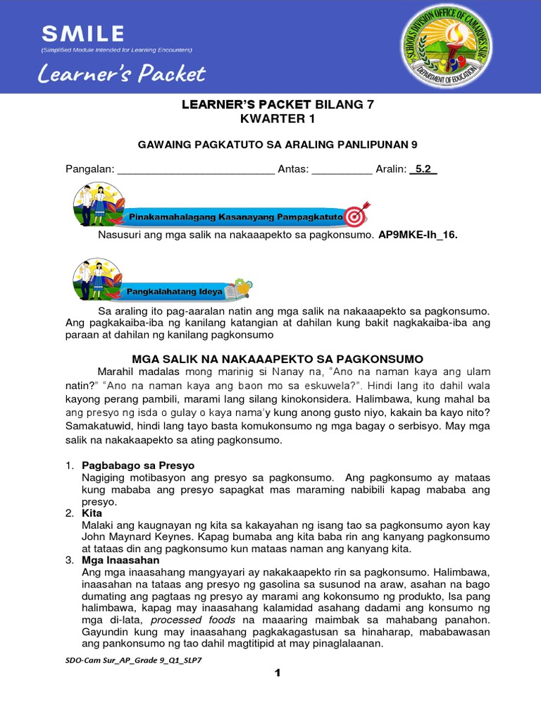 Ap9 Las Q1 SLP7 | PDF