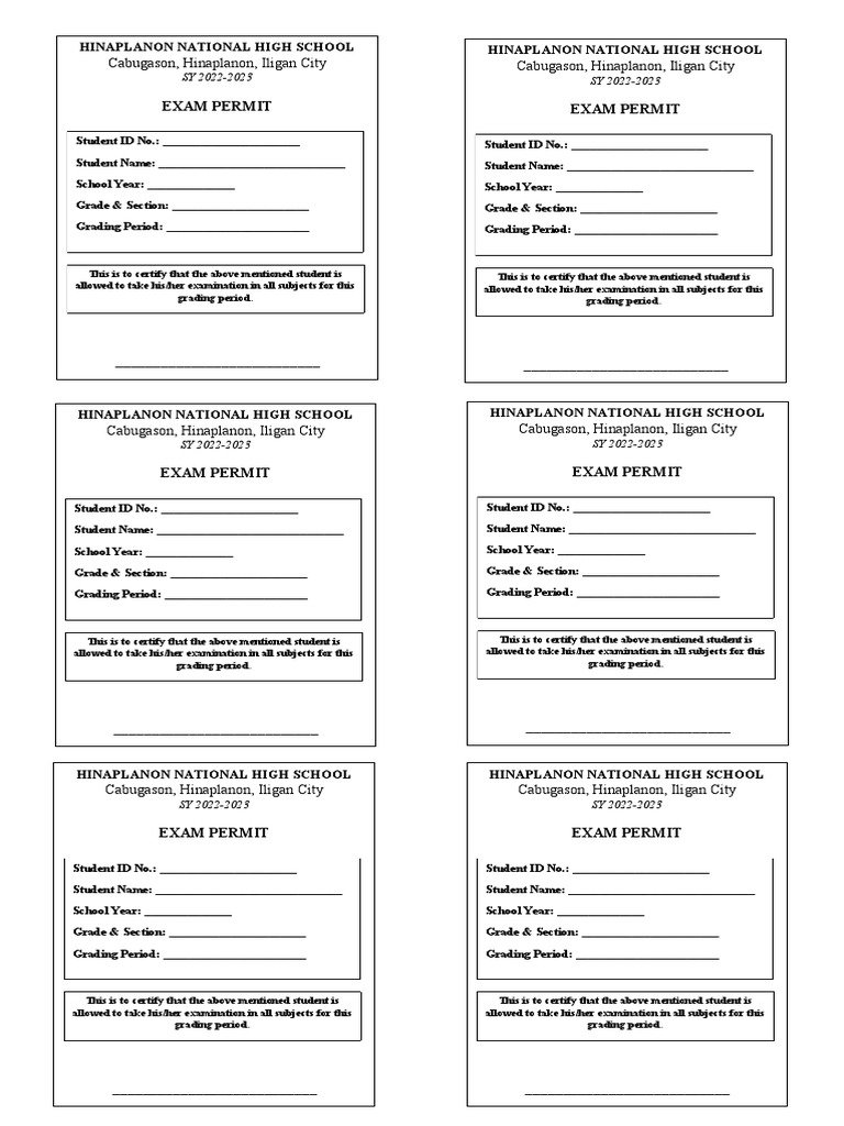 EXAM pERMIT PRINT | PDF | Test (Assessment) | Student Assessment And ...