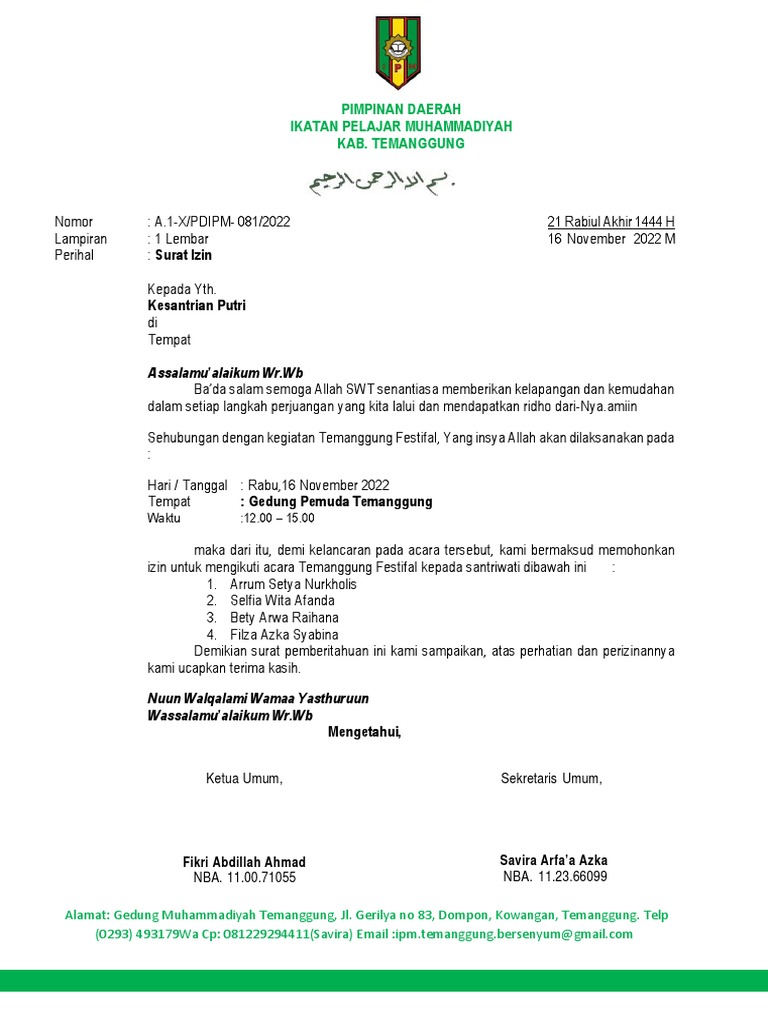 Contoh Surat Izin | PDF