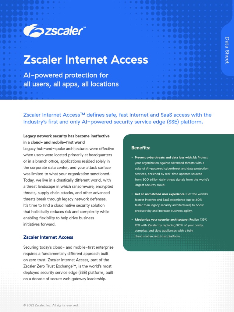 Zscaler Internet Access - 2022 | PDF | Cloud Computing | Computer Security
