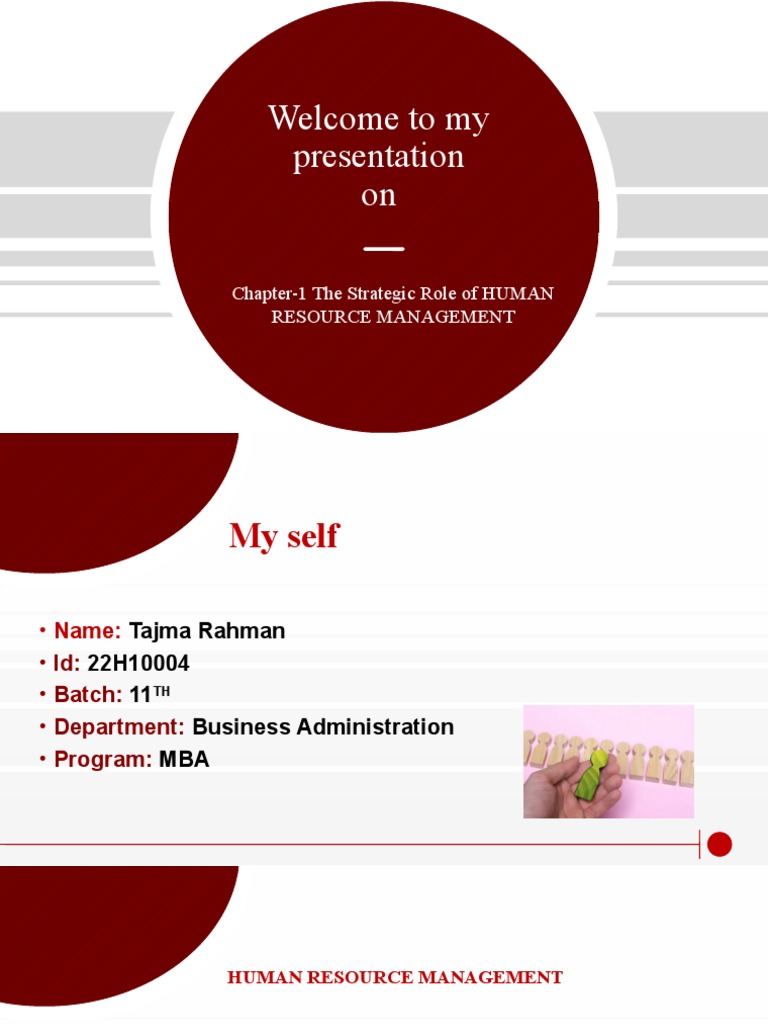Welcome To My Presentation On: Chapter-1 The Strategic Role of HUMAN Resource Management | PDF ...