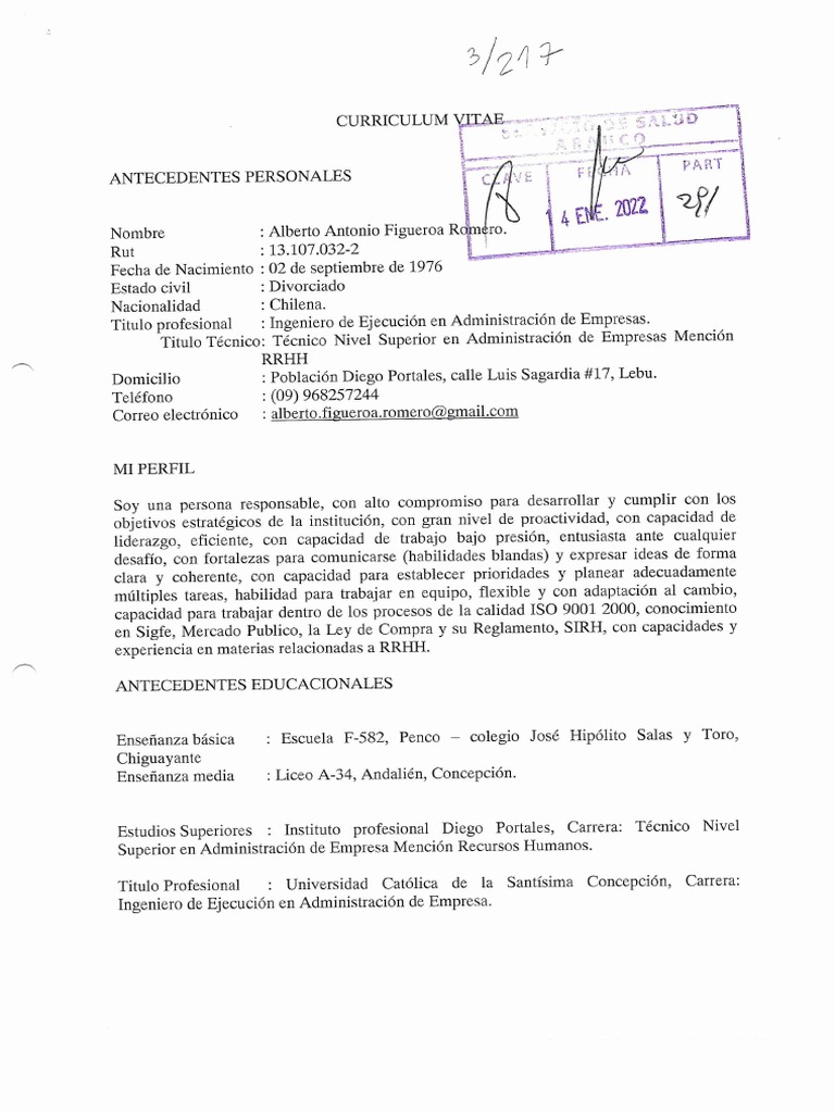 Curriculum Alberto Figueroa | PDF