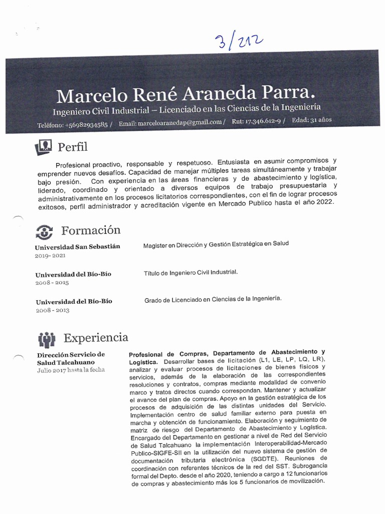 Curriculum Marcelo Araneda | PDF