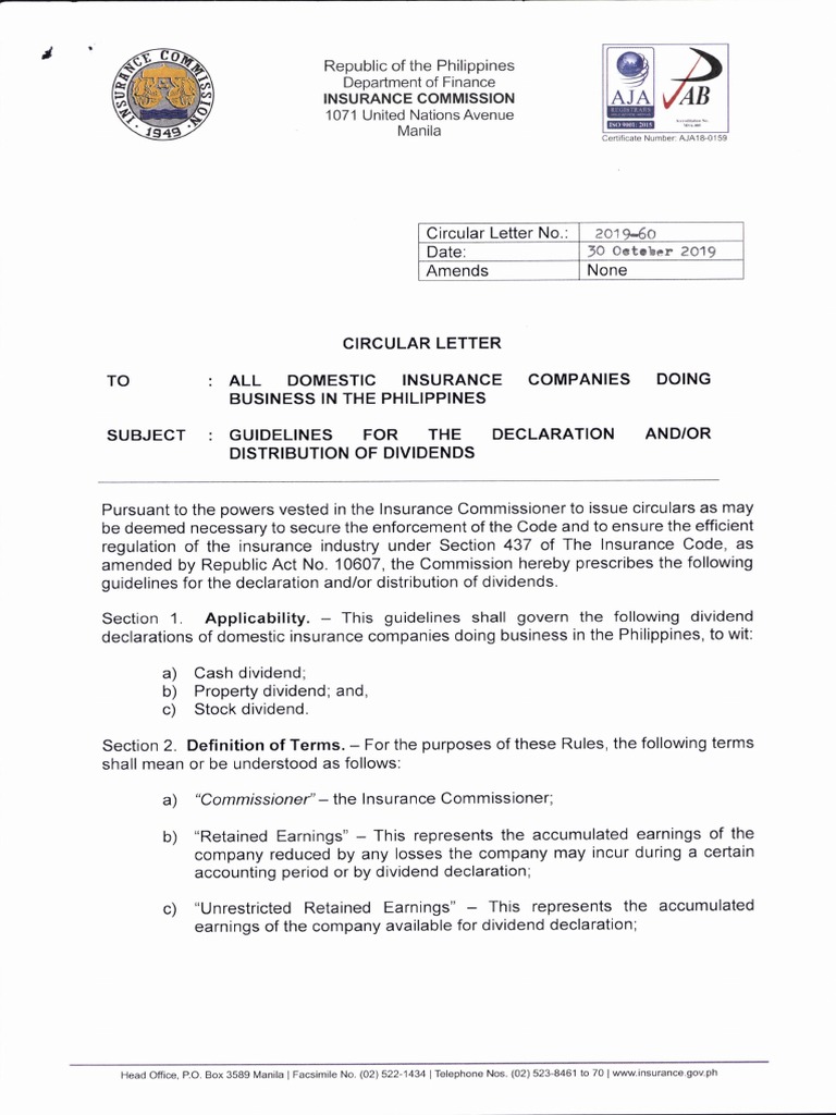 Insurance Commission | PDF | Stocks | Dividend