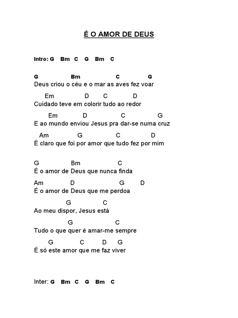 É o Amor de Deus - Cifra | PDF