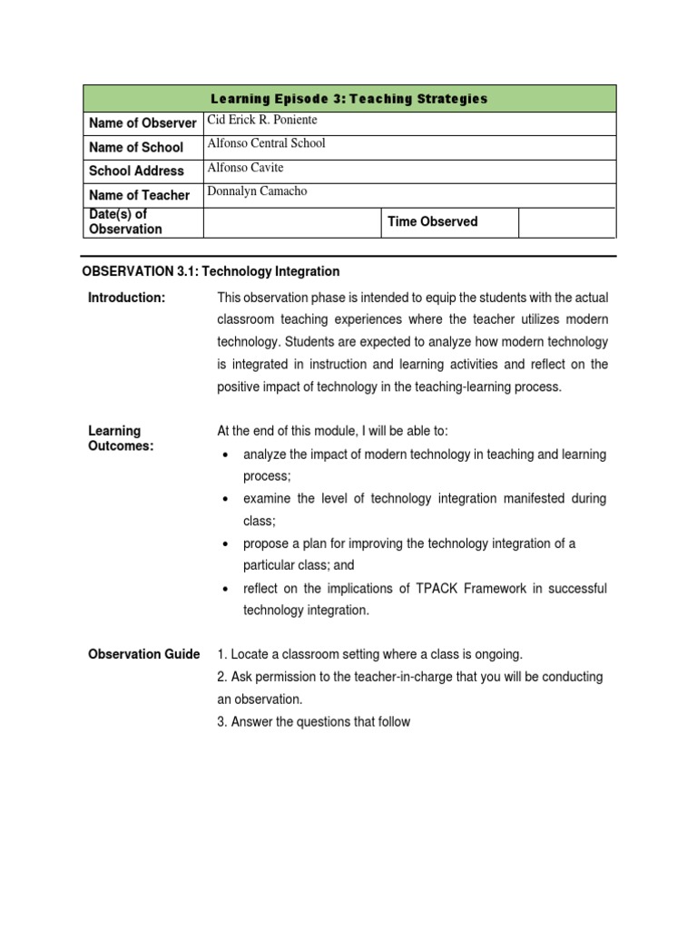 Learning Episode 3 Teaching Strategies | PDF