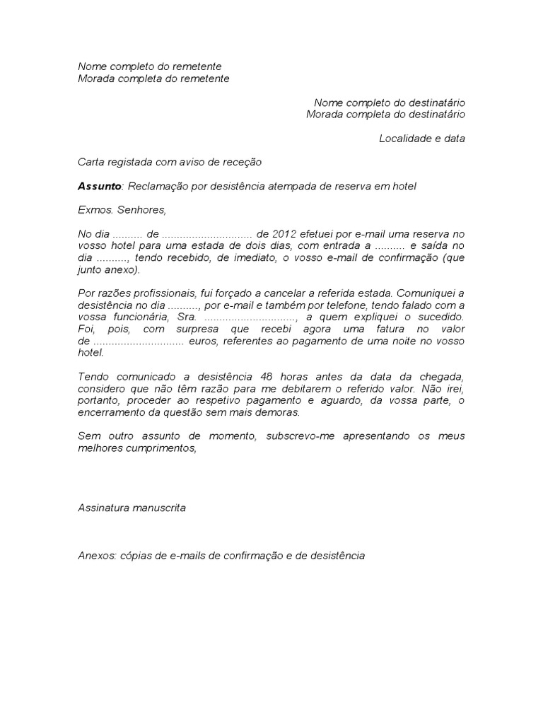 Exemplo Carta Reclamacao | PDF