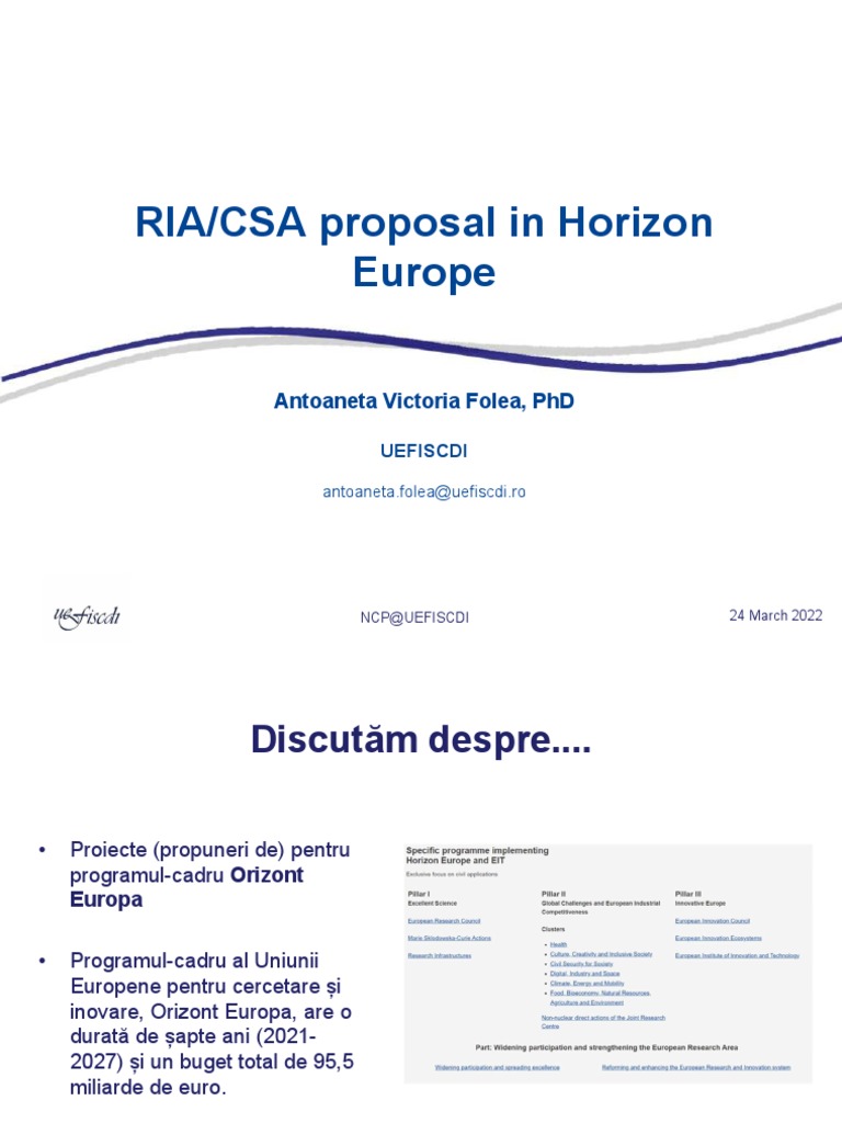 RIA/CSA Proposal Writing Webinar for Horizon Europe Funding | PDF | Intellectual Property ...