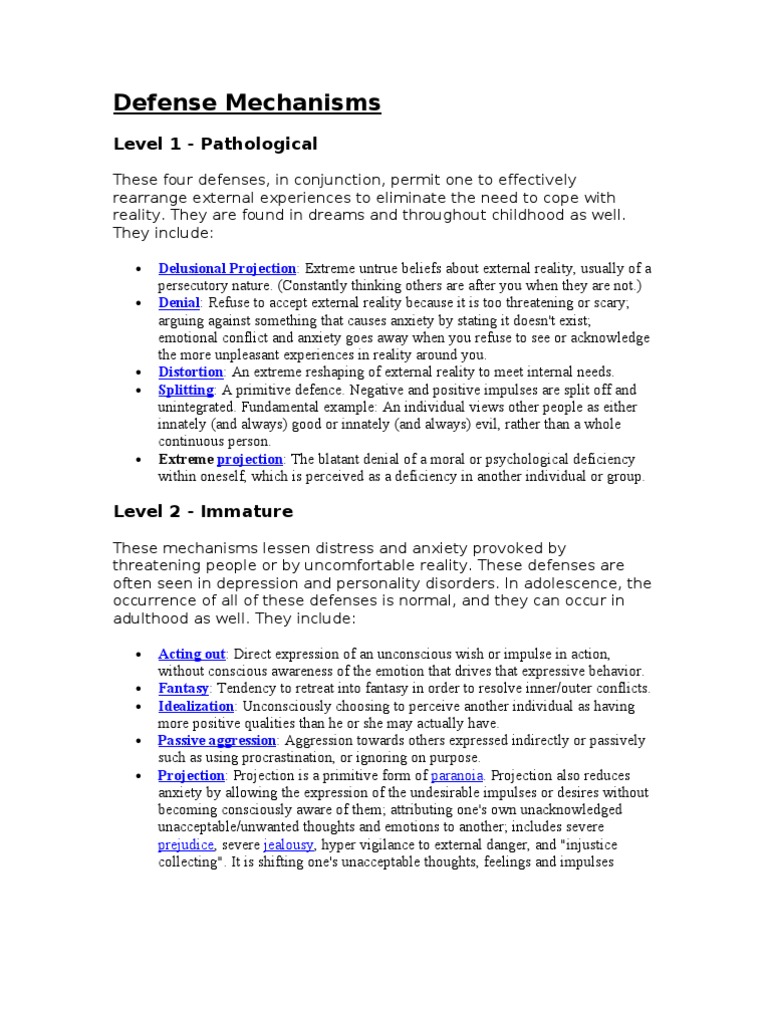 Defense Mechanisms | PDF | Emotions | Anxiety