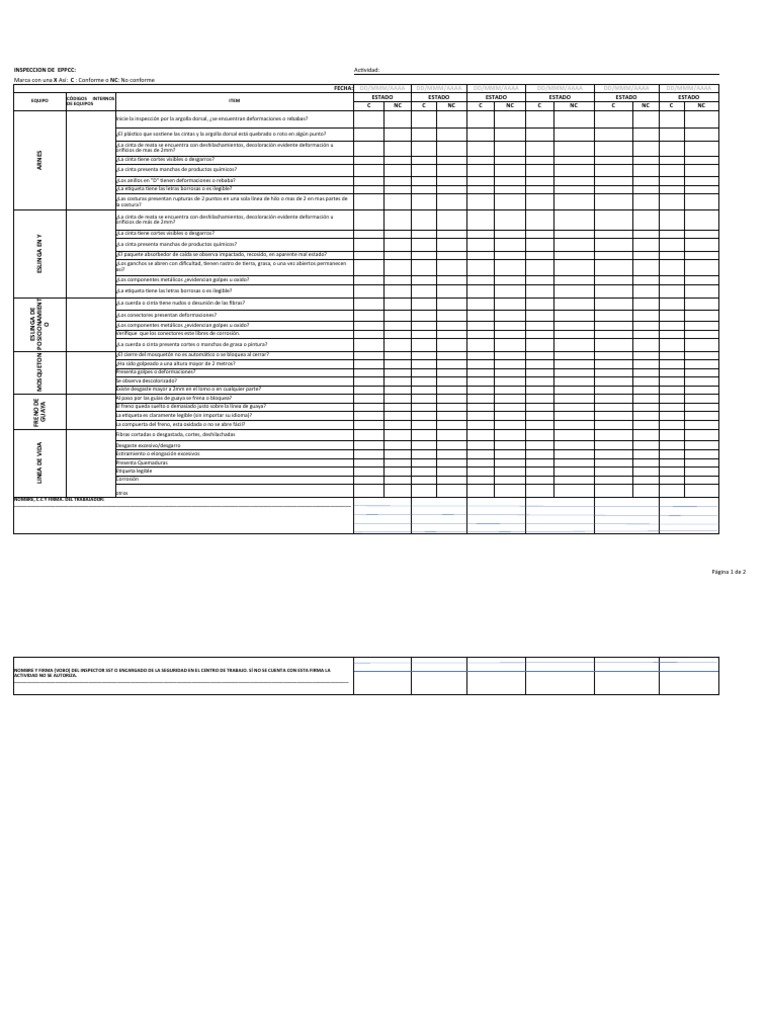 Inspeccion de Epcc | PDF | Materiales | Ingeniería de Edificación