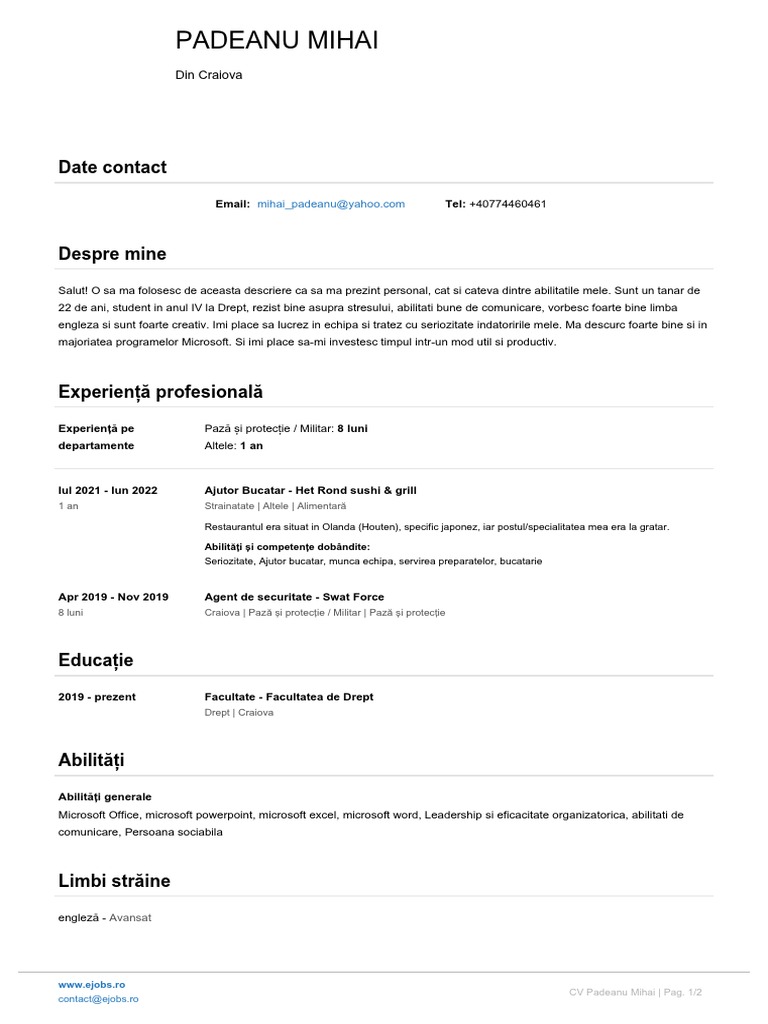 CV Padeanu Mihai | PDF