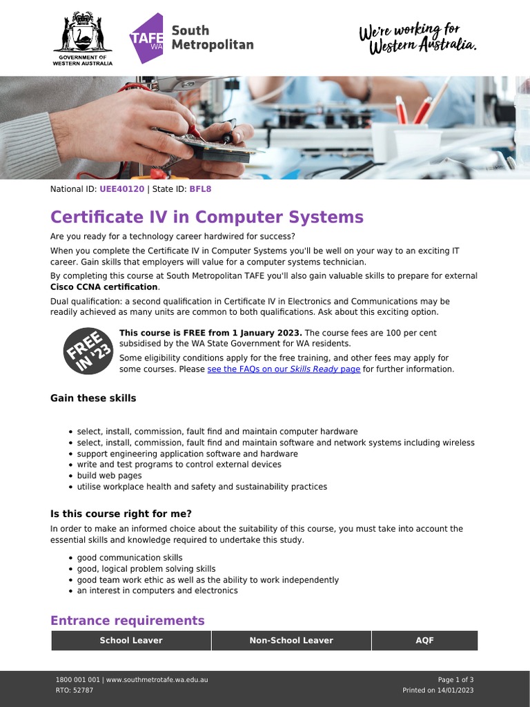 UEE40120 Certificate IV in Computer Systems | PDF | Cisco ...