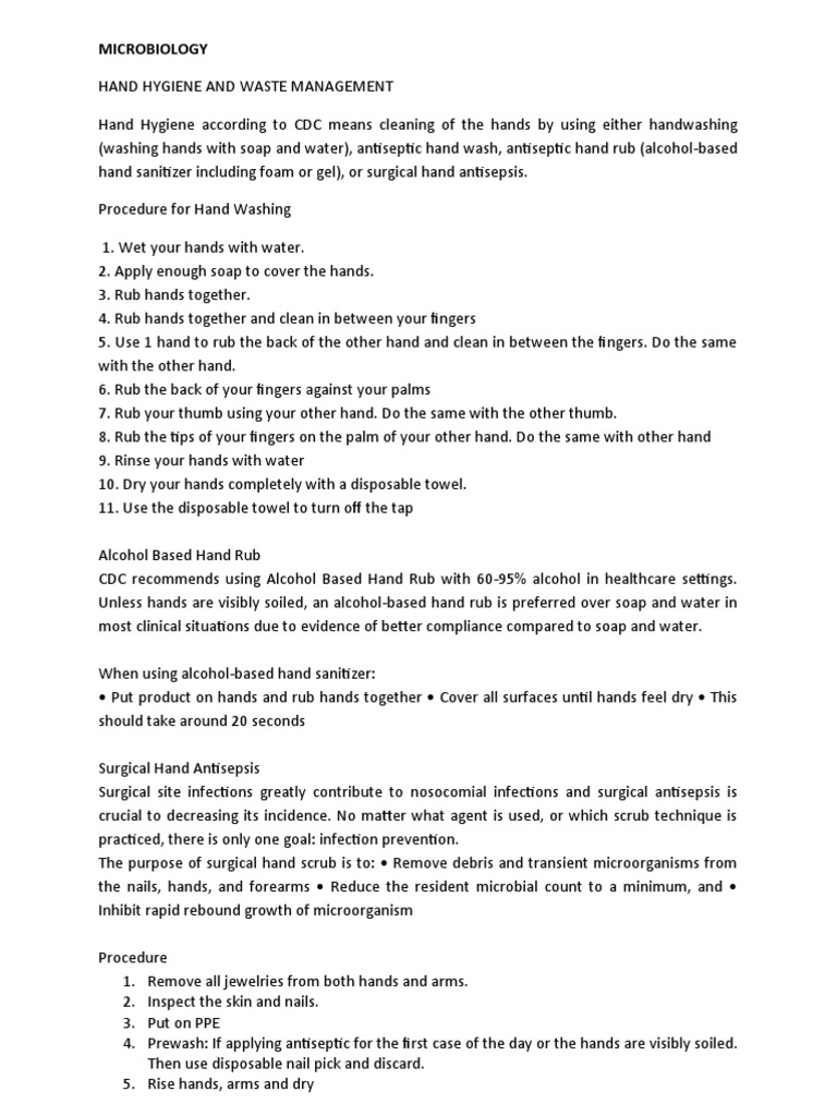 Microbiology Compilation (MRS Saliu) | PDF | Hand Washing | Infection