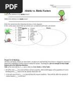 Worksheet - Biotic and Abiotic Factors | PDF
