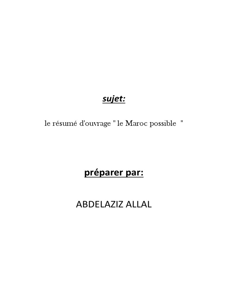 Résumé de "Le Maroc possible" | PDF | Croissance économique | Chômage