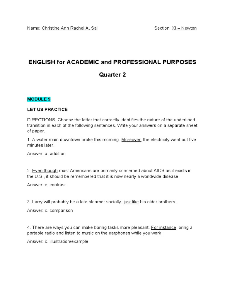 EAPP-Q2 (Modules 9-16) Christine Ann Rachel A. Sai | PDF