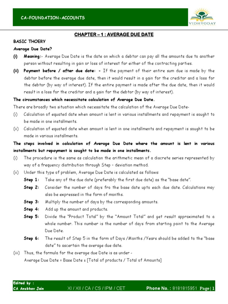 01-Average-Due-Date (Accounts) - Hdiojiu9dcvyqqqpit7g | PDF