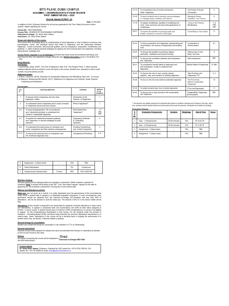 HSS F365 SCIENCE OF SUSTAINABLE HAPPINESS II SEM 2022-23 HO-signed ...