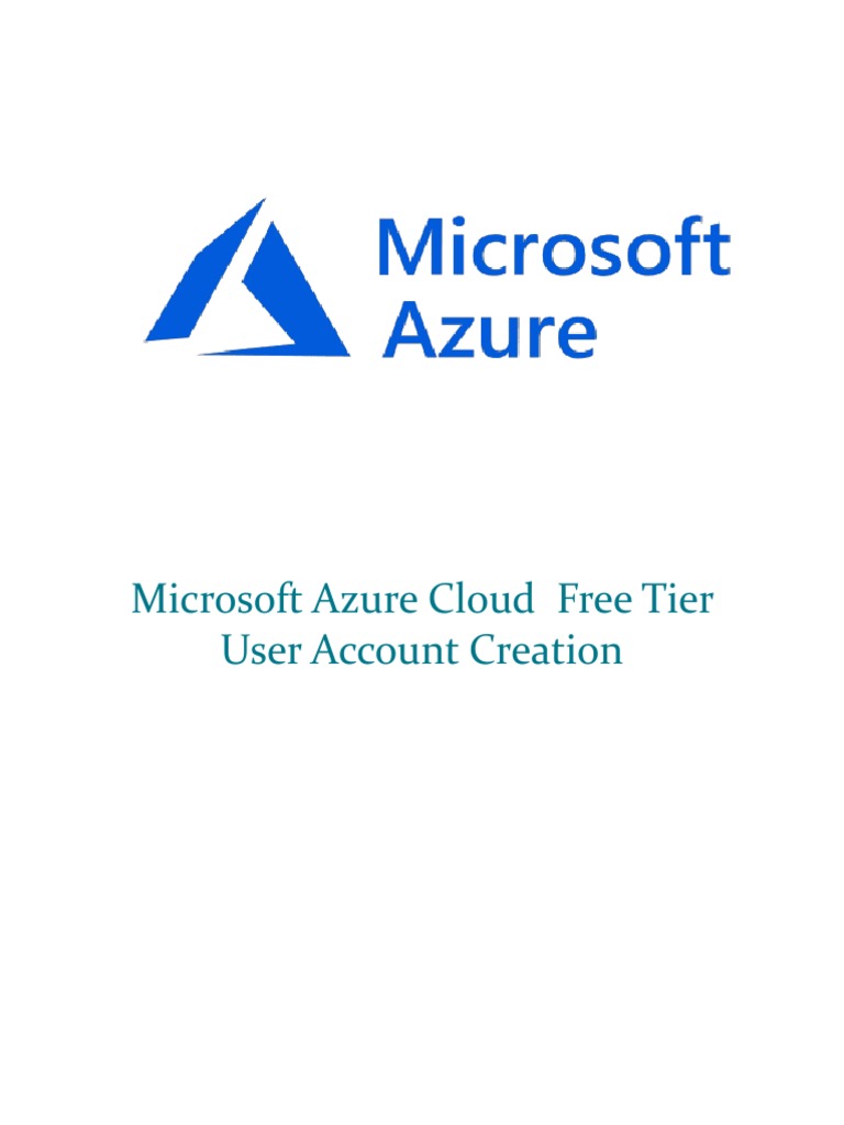 Microsoft Azure Cloud Free Tier User Account Creation | PDF | Microsoft ...