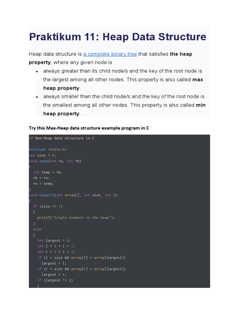 Praktikum Struktur Data Ke-11 Heap Data Structure | PDF | Computer Data | Algorithms And Data ...
