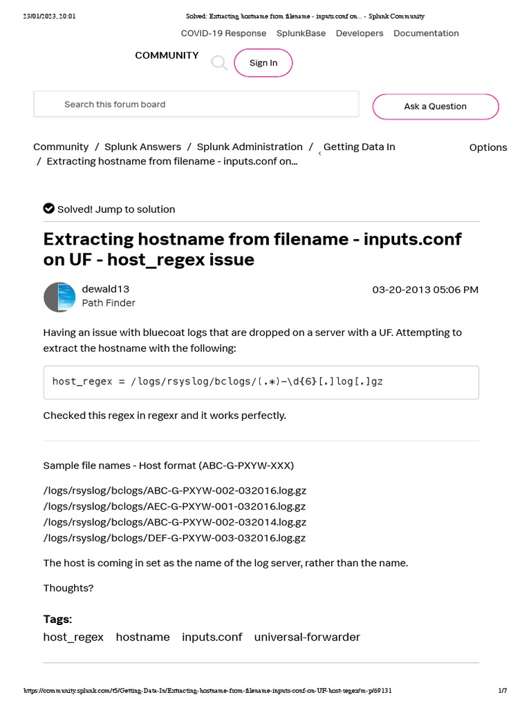 Solved - Extracting Hostname From Filename - Inputs - Conf On... - Splunk Community | PDF ...