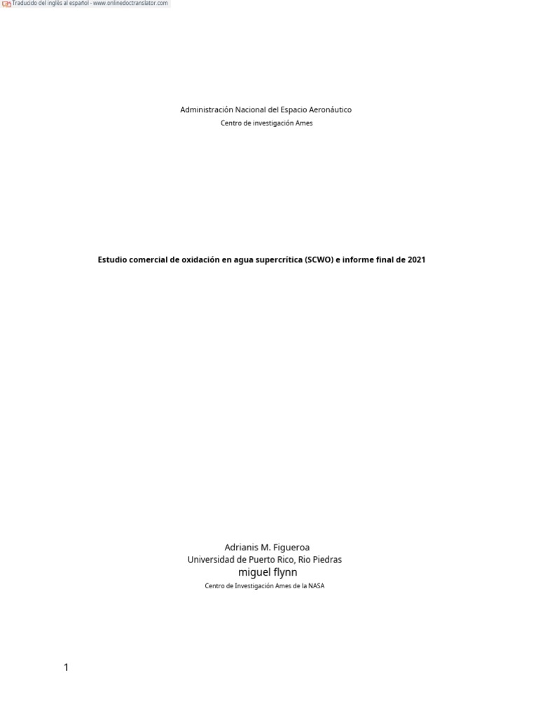 Estudio sobre SCWO para tratamiento de agua | PDF | Agua | Motor a reacción