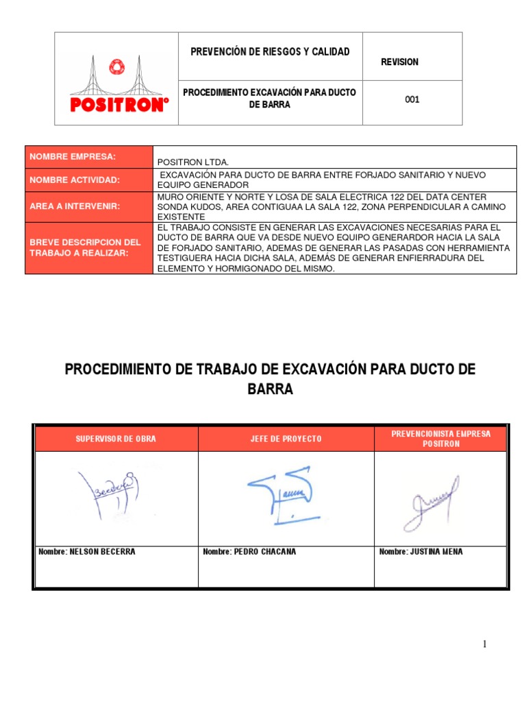 Procedimiento de Trabajo Seguro Excavaciones. - DIFUSION PDF | PDF