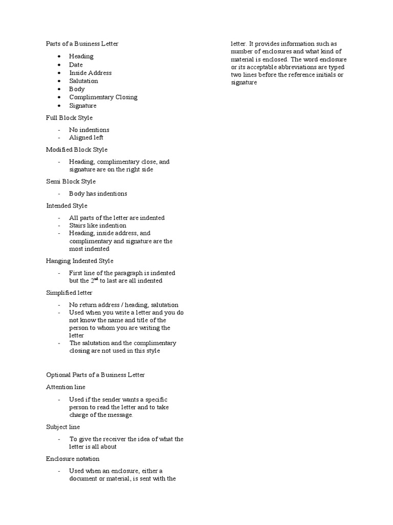 Components of a Business Letter | PDF