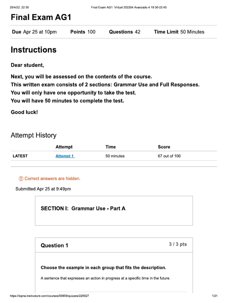 Advanced 04 - Ag1 - Final Exam - 2 | PDF