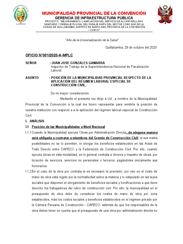 Oficio N°1 | PDF | Derecho laboral | Presupuesto