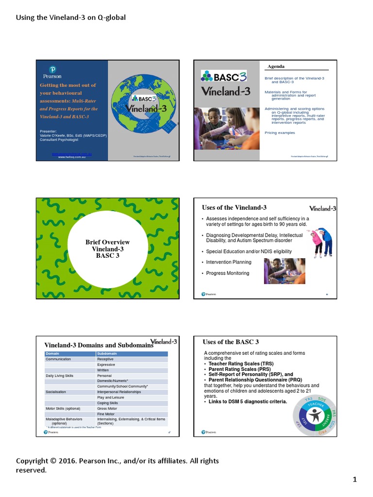 Using The Vineland 3 On Q Global Pearsonclinical Com Au | PDF | Test ...
