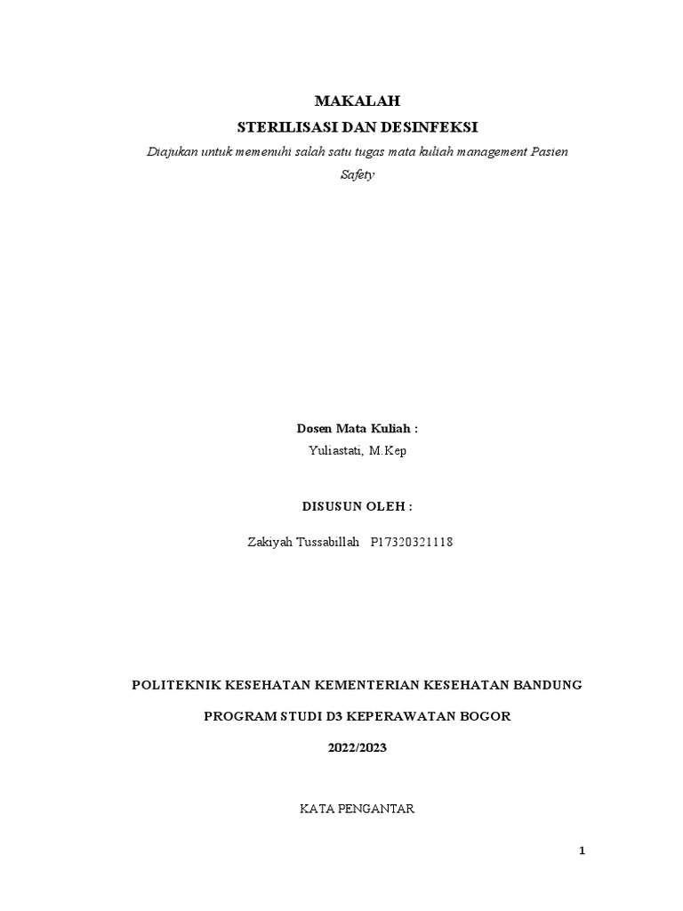 Makalah Sterilisasi Dan Desinfeksi | PDF