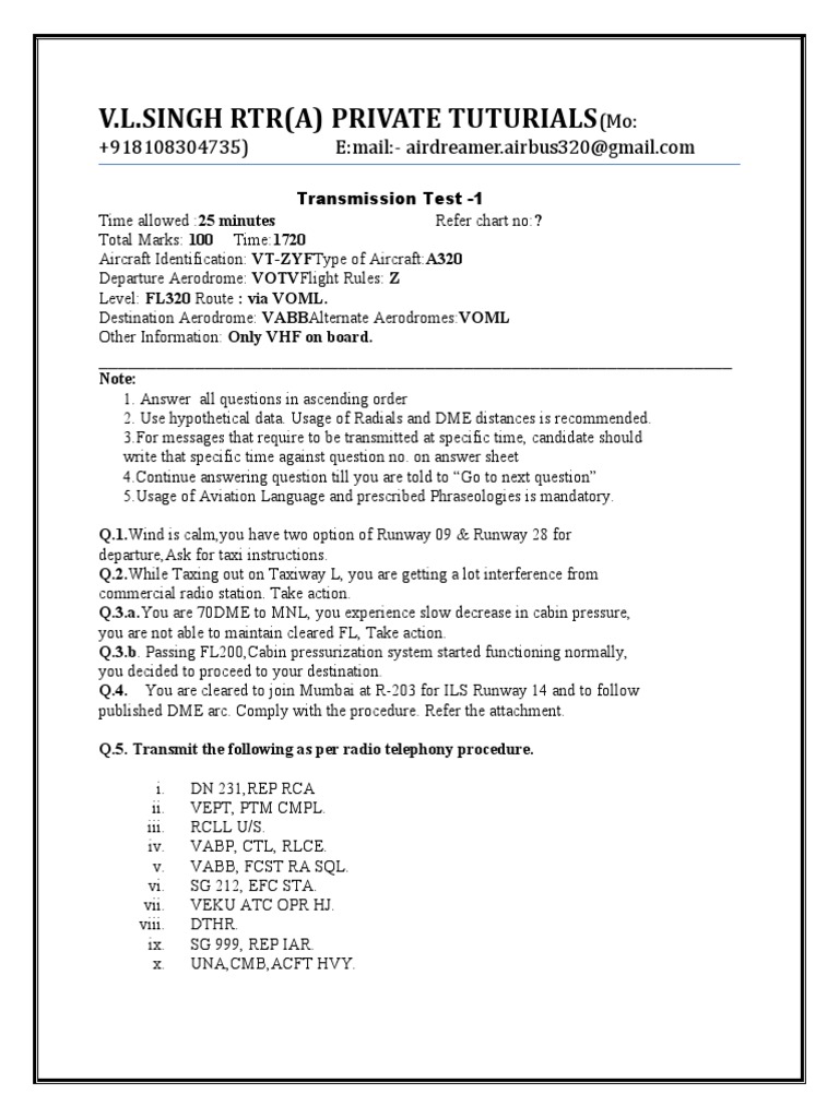 Transmission Test | PDF | Air Traffic Control | Runway