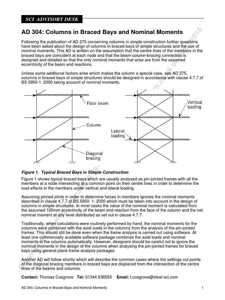 AD 304: Columns in Braced Bays and Nominal Moments: Sci Advisory Desk ...