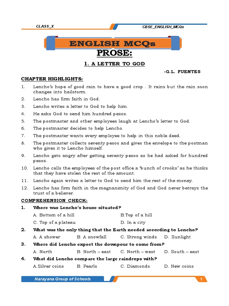 Cbse - Class X - MCQ English Question Bank | PDF | Nelson Mandela ...
