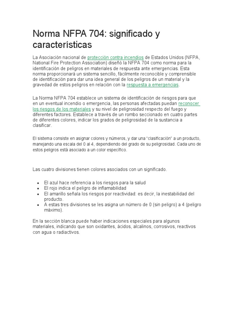 Norma NFPA 704 | PDF | Combustión | Química