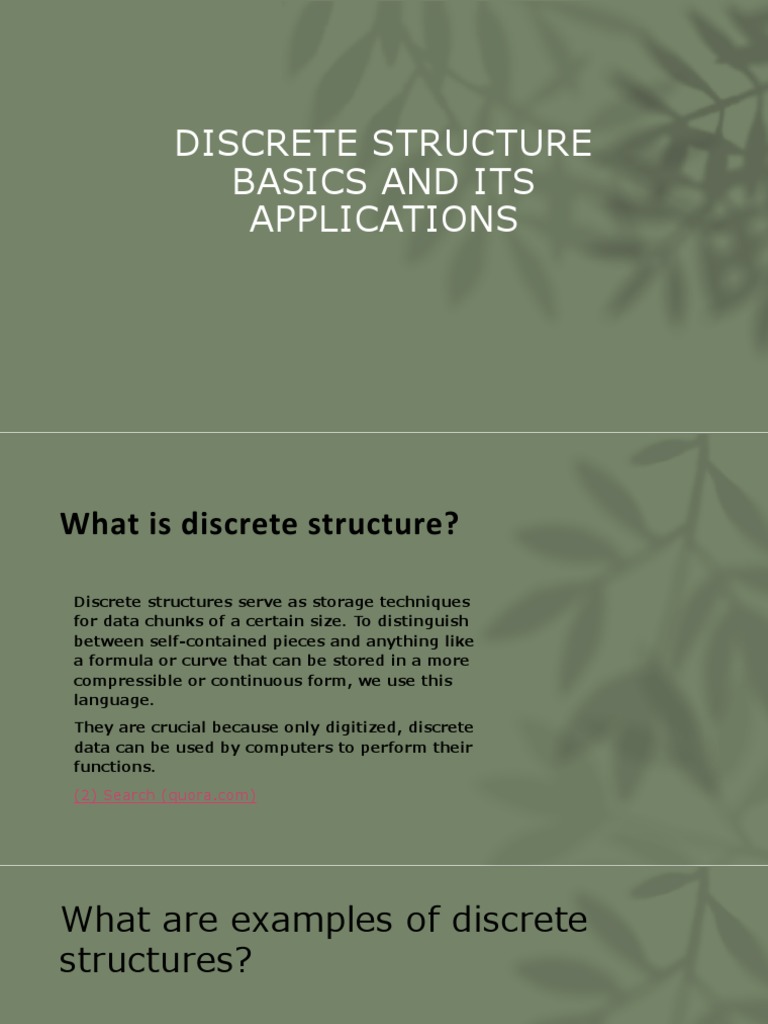 Discrete Structures: Basics and Applications | PDF | Discrete ...