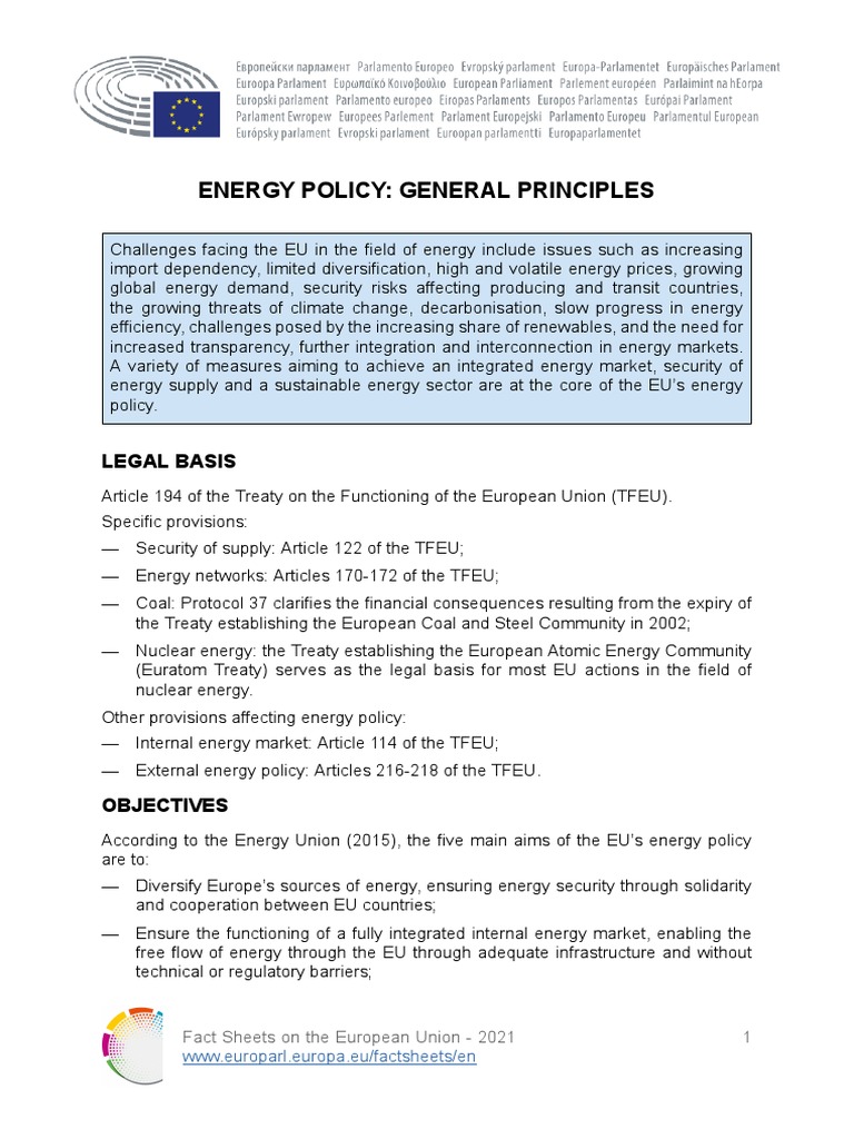 EU Energy Policy Principles | PDF | European Union | Low Carbon Economy